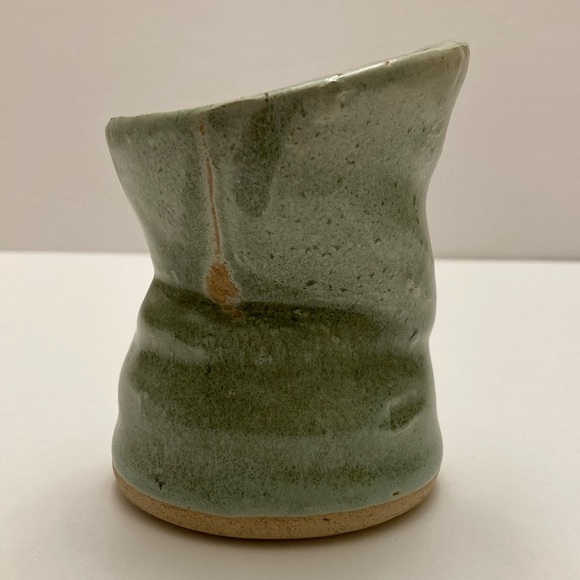 Accents | Slump Art Pottery Green Glazed Vase Artist Signed | Poshmark